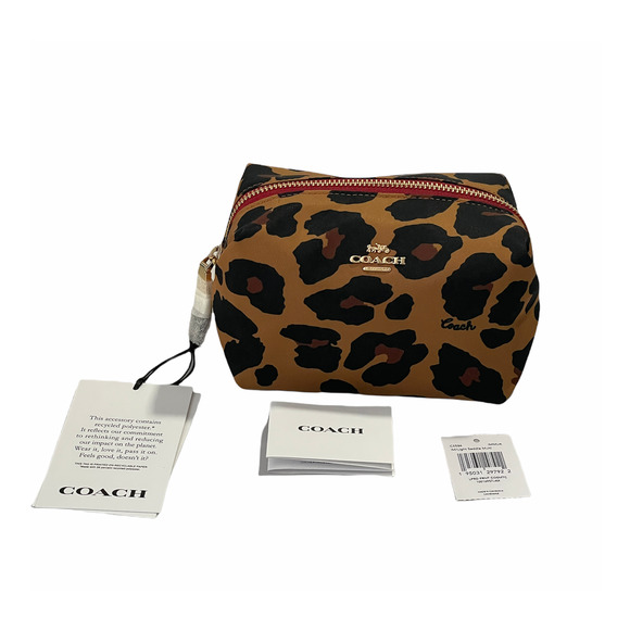 Coach | Bags | Coach Small Boxy Cosmetic Case Leopard Print New | Poshmark